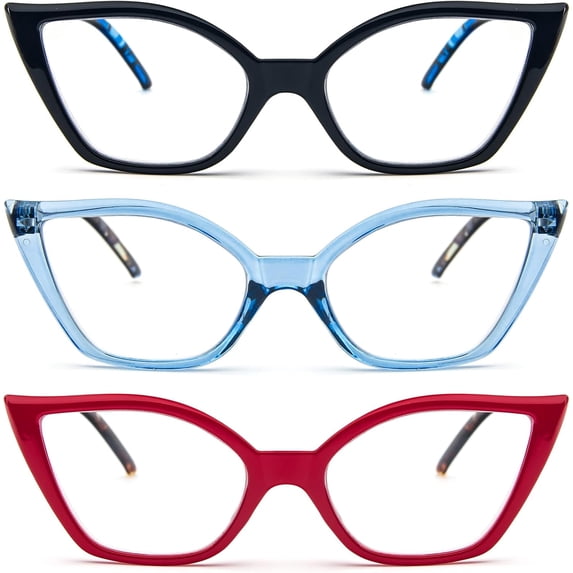 Cat Eye Reading Glasses for Women 3 Pack Anti Blue Light Computer ...