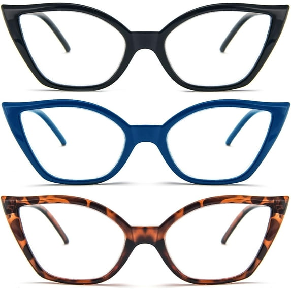Cat Eye Reading Glasses for Women 3 Pack Anti Blue Light Computer ...