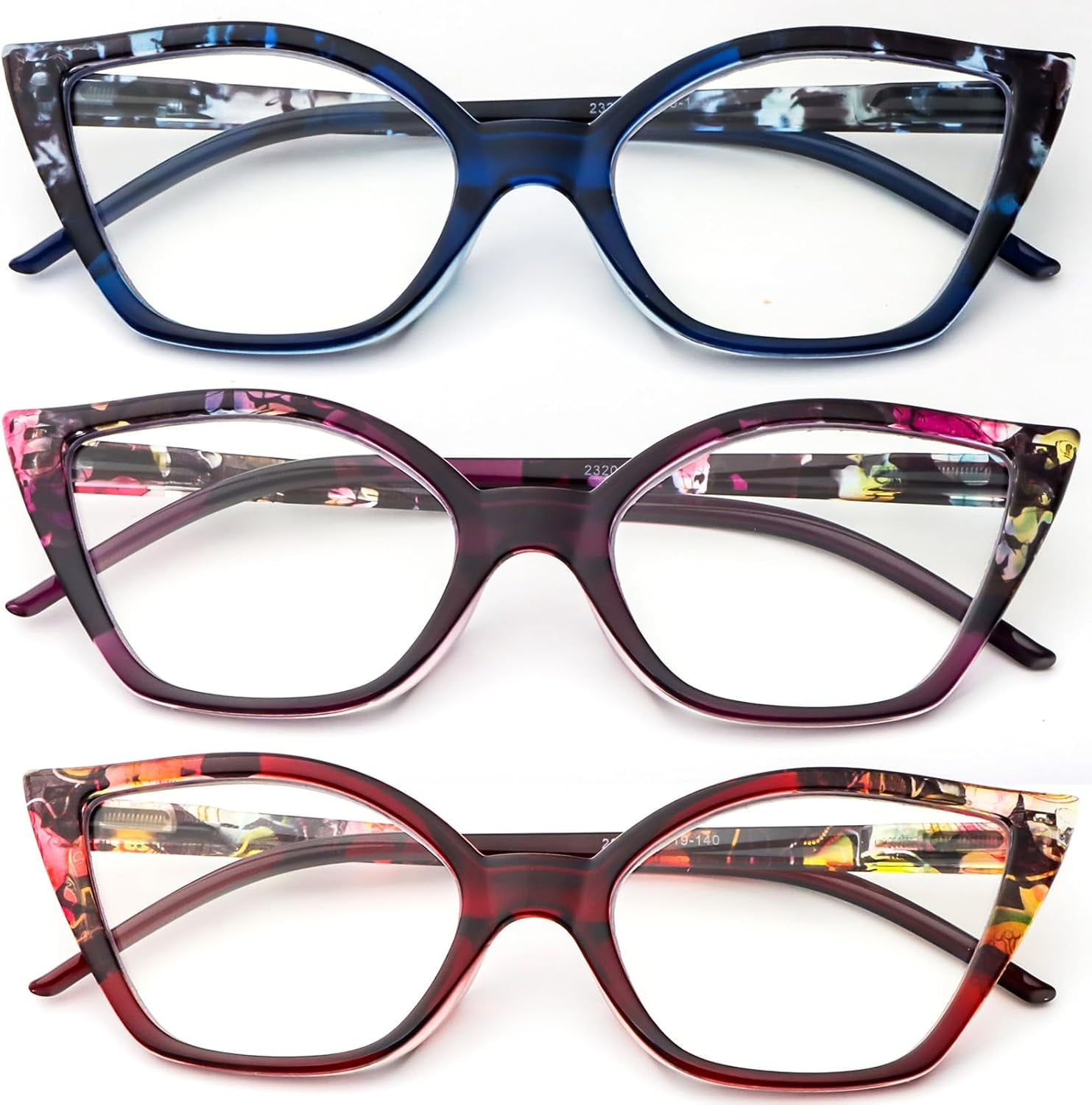 Cat Eye Reading Glasses for Women 3 Pack Anti Blue Light Computer ...