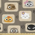 Ambesonne Cat Fabric by the Yard Upholstery, Patchwork Style Silly ...