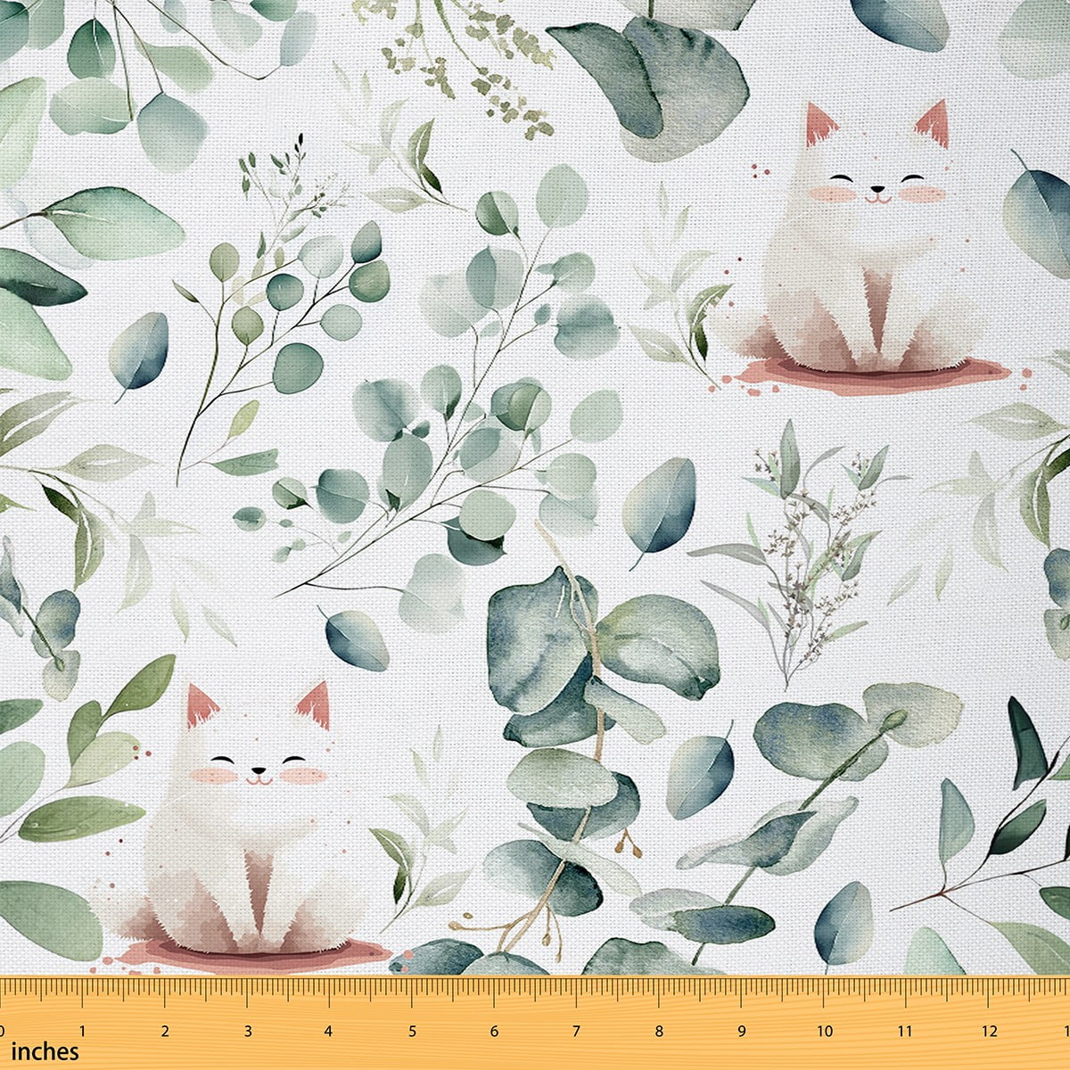 Cat Fabric by the Yard,White Cat Upholstery Fabric for Cat Lovers,Funny ...