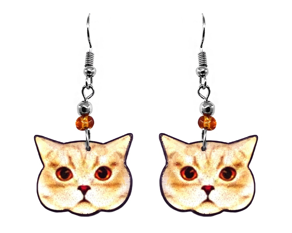 Cat Face Animal Graphic Dangle Earrings - Womens Fashion Handmade ...