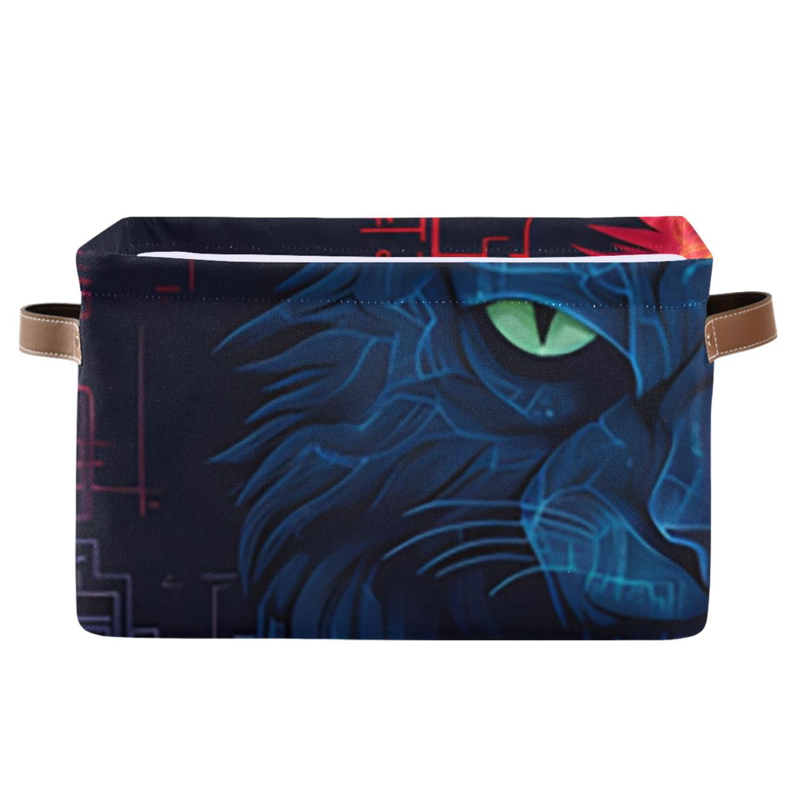 Cat Face Blue and Red Storage Bins Baskets With Handles Storage Box ...