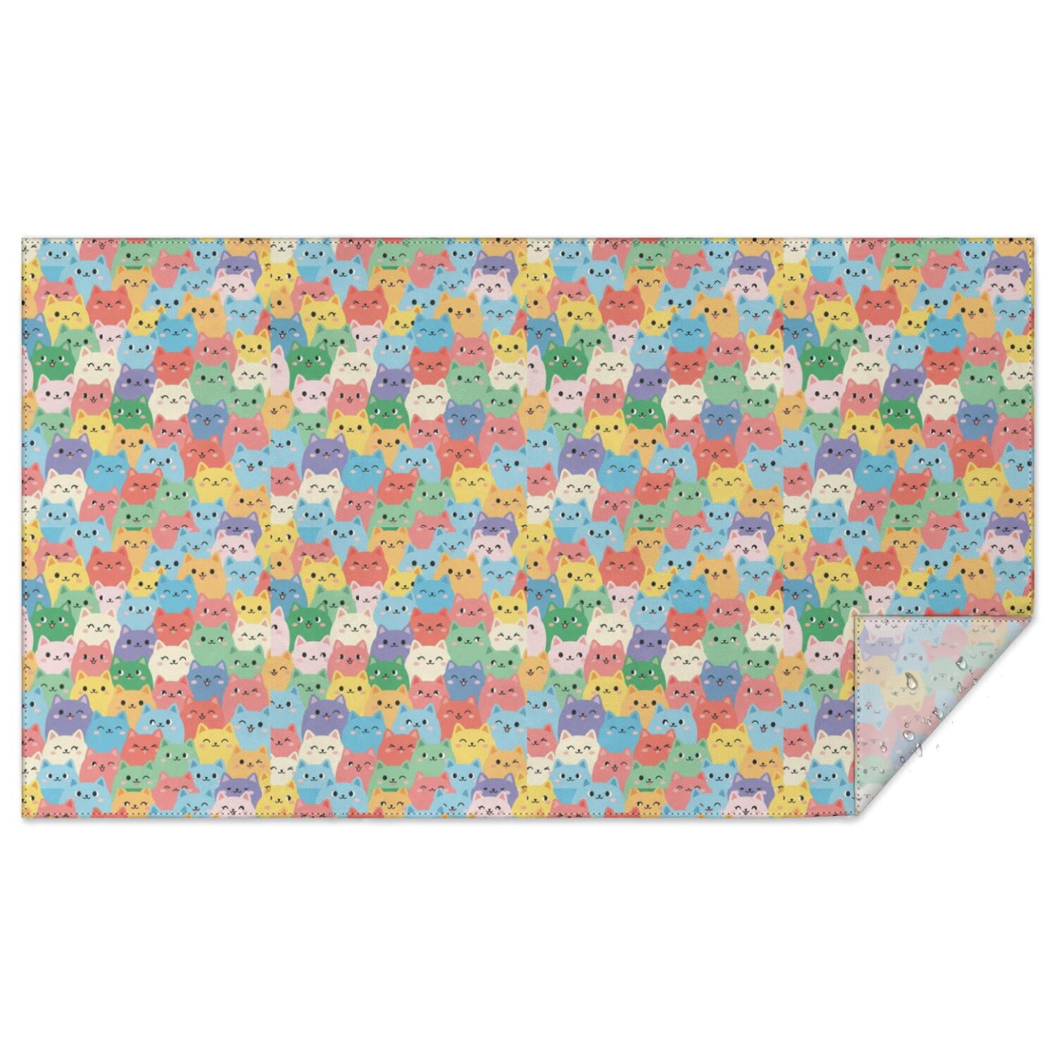 Cat Face Colorful Pattern Rectangular Tablecloth 60x102 Inch ...