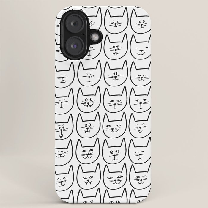 Cat Face Expressions Whimsical Cartoon Cat Phone Case for iPhone 12 13 ...
