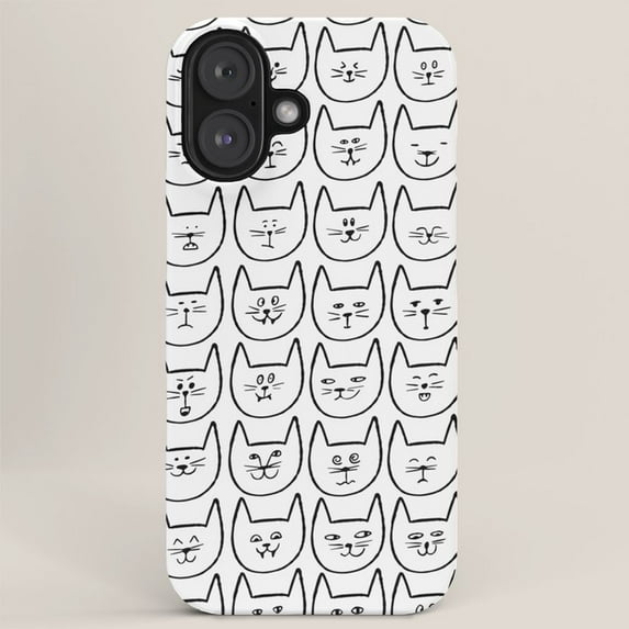Cat Face Expressions Whimsical Cartoon Cat Phone Case for iPhone 12 13 ...