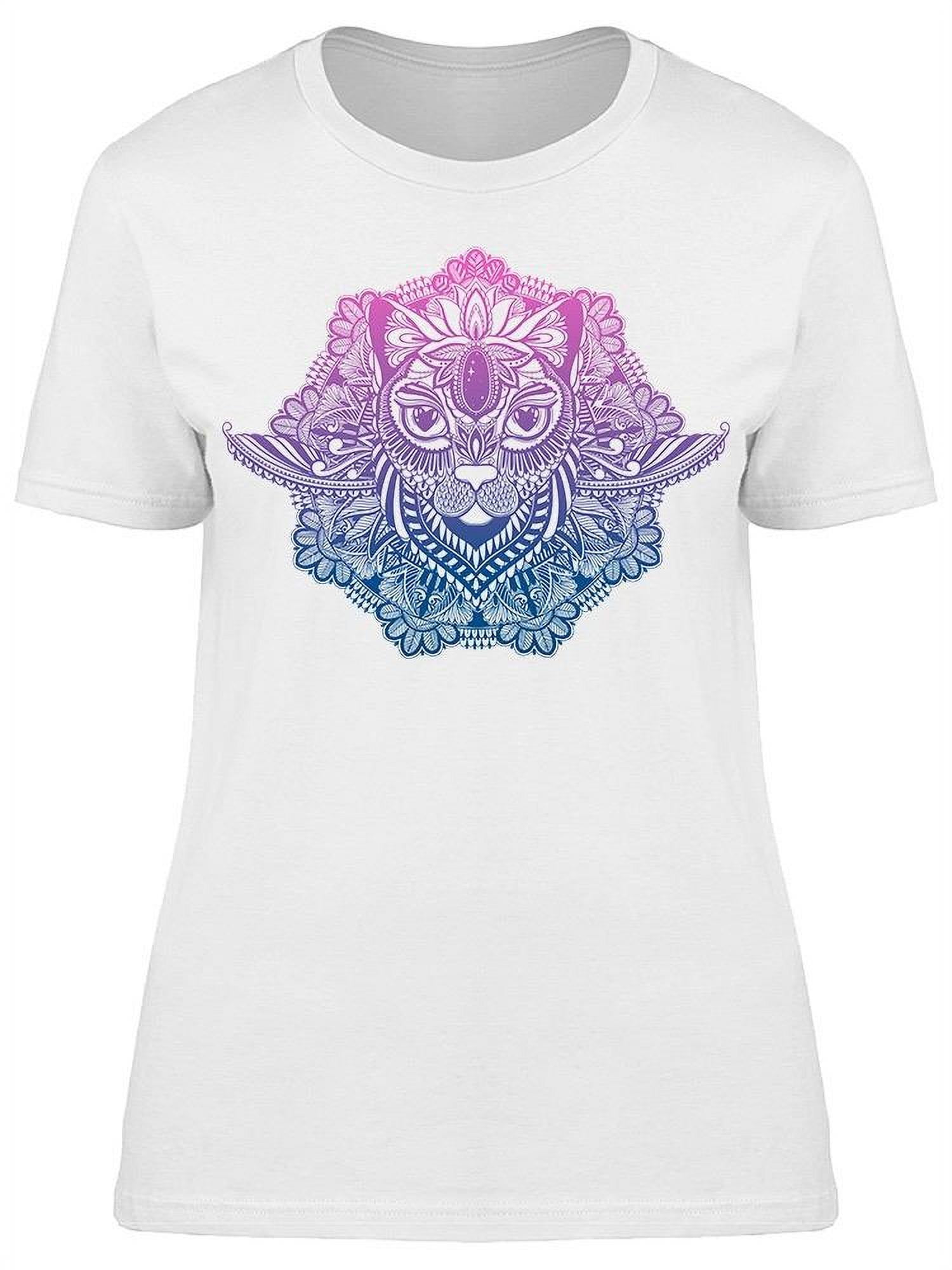 Cat Face Mandala Style Gradient T-Shirt Women -Image by Shutterstock ...