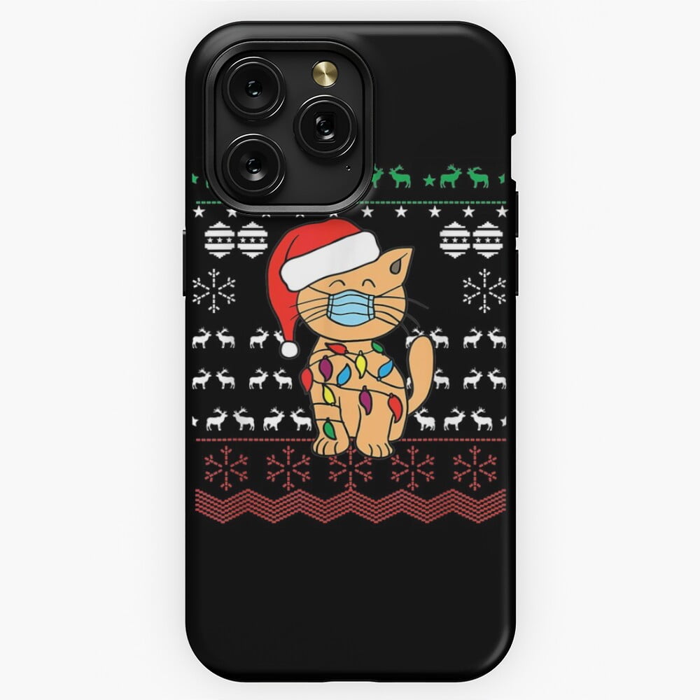 Cat Face Mask Lights Chain Holiday Illustration iPhone Case 17 through ...