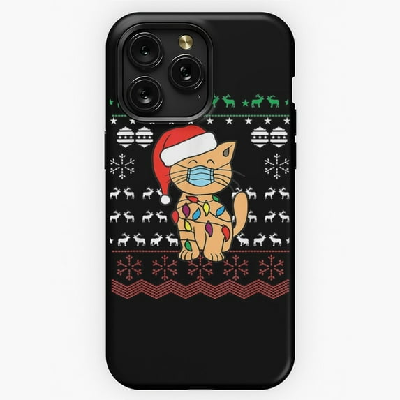 Cat Face Mask Lights Chain Holiday Illustration iPhone Case 17 through ...