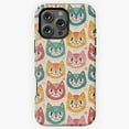 Cat Face Pattern Minimal Feline Design Phone Case Compatible iPhone 17 ...