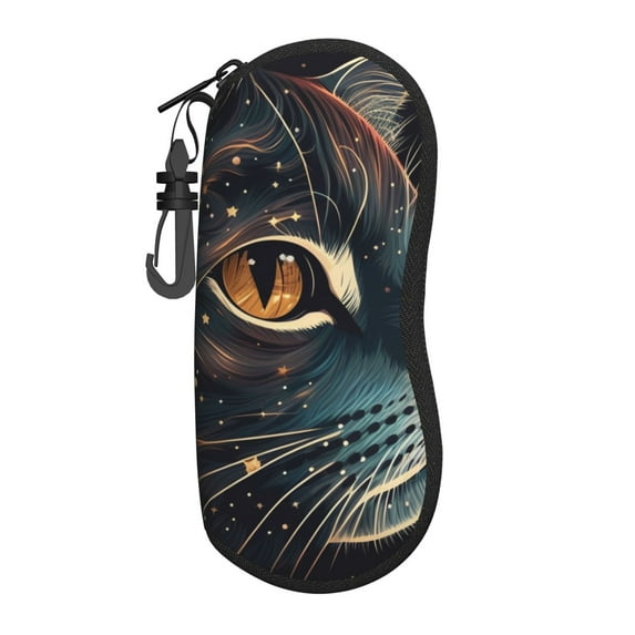 Cat Face Starry Cute Kitty Sunglasses Case Travel Zipper Eyeglass ...