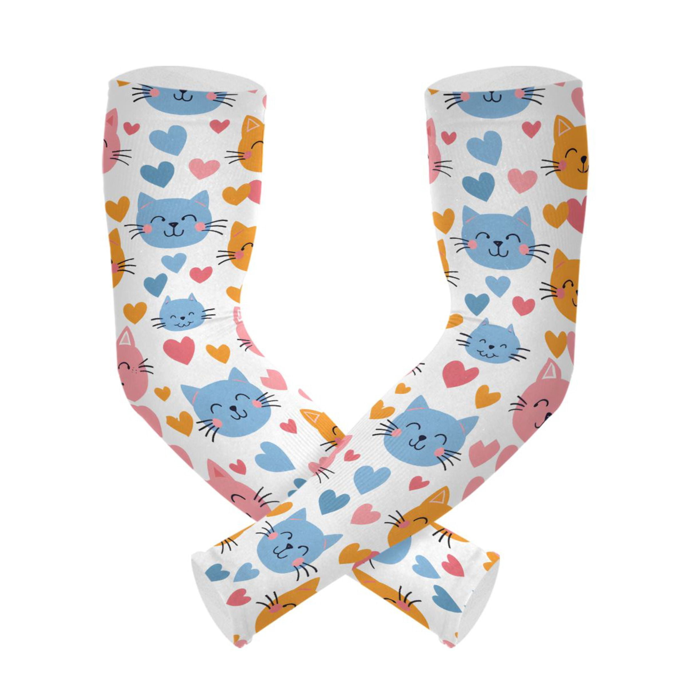 Cat Face and Love UV Protection Cooling Arm Sleeves, Compression Sun ...
