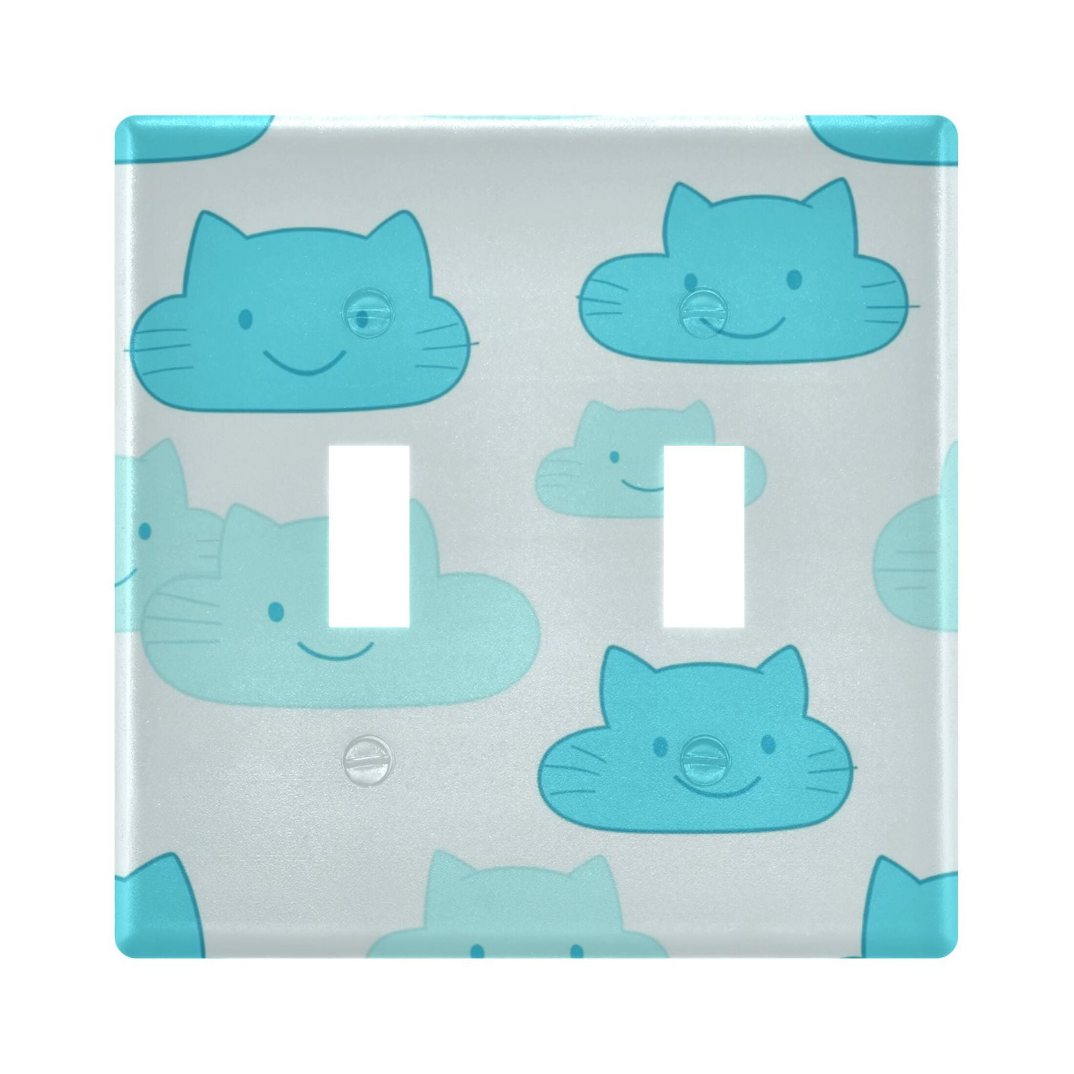 Cat Faced Clouds Pattern Fireproof Switch Plate with Rounded Edges 3 ...