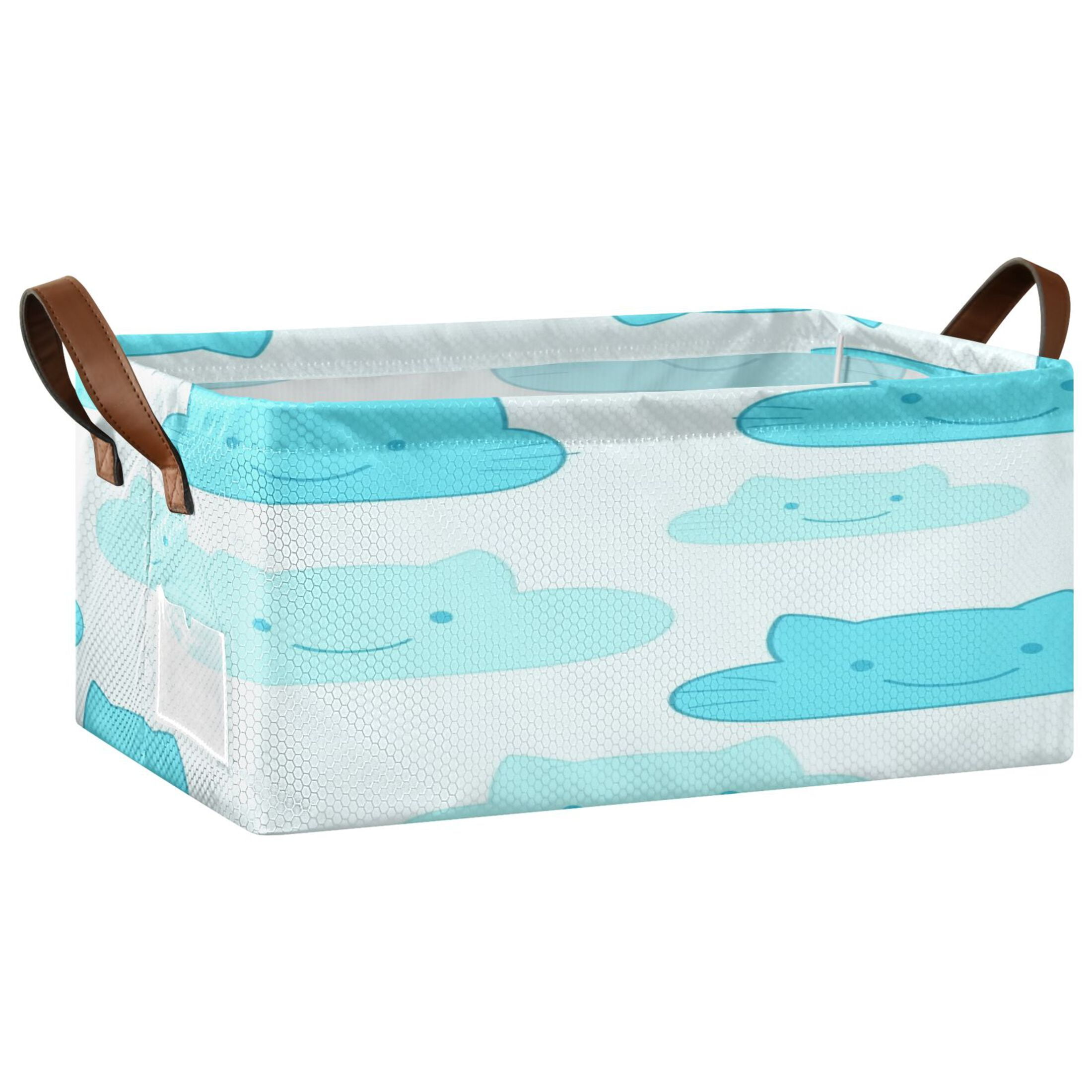 Cat Faced Clouds Pattern Open Home Storage Bins Foldable Metal Frame ...
