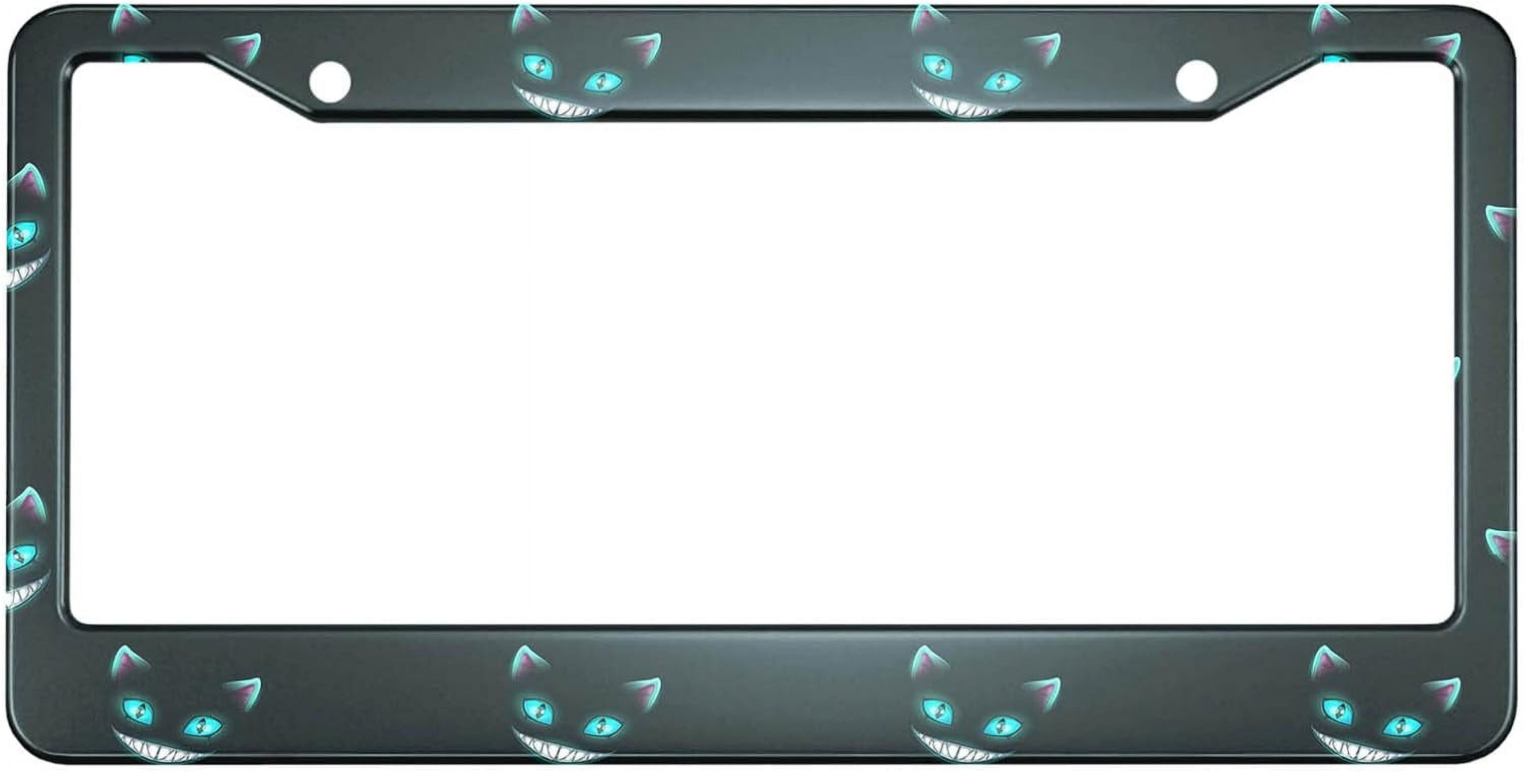 Cat Faces License Plate Frame Cheshire Cat Glowing Eyes and Smile Metal ...