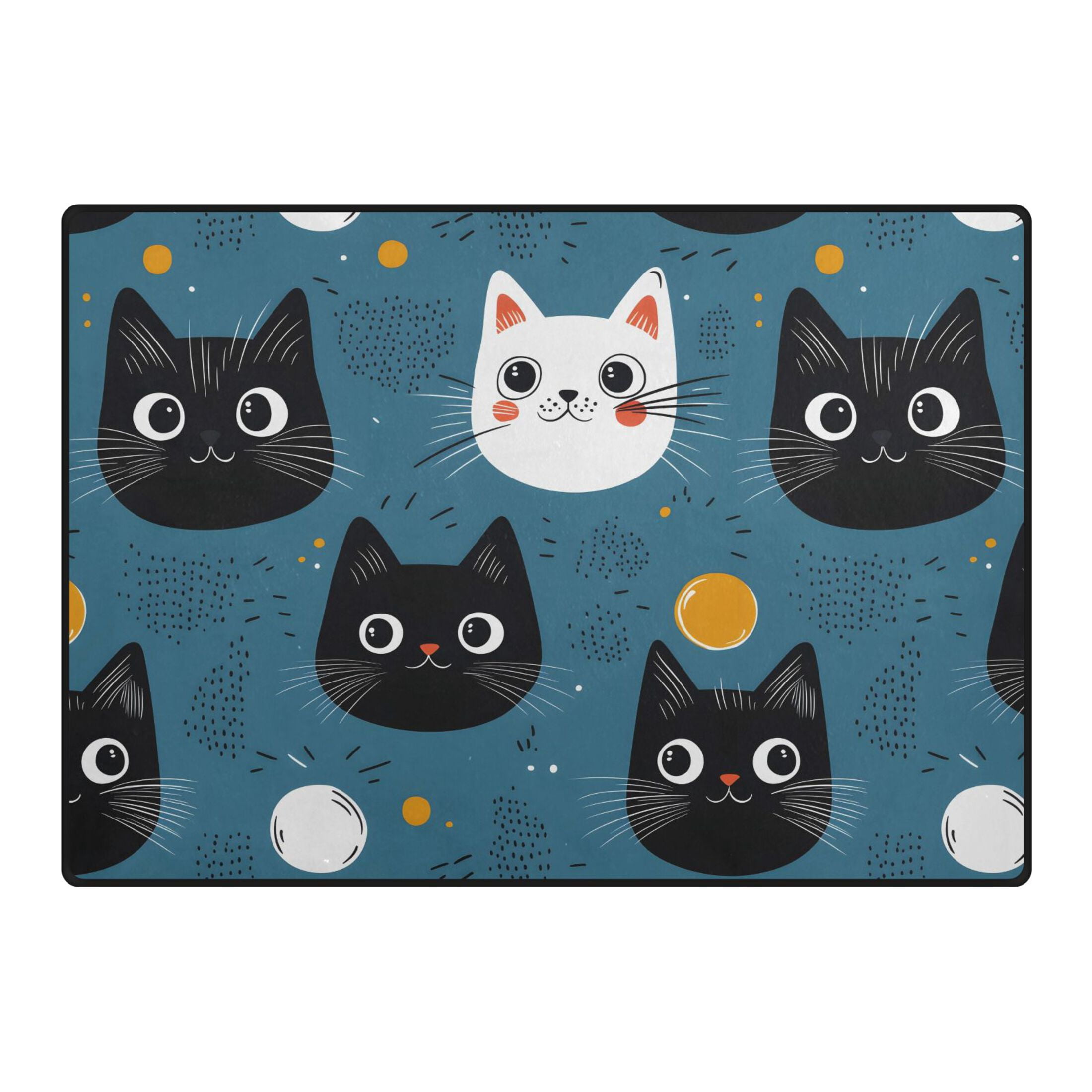 Cat Faces Pattern Area Rug 80x58 Inch Non Slip Absorbent Soft for ...