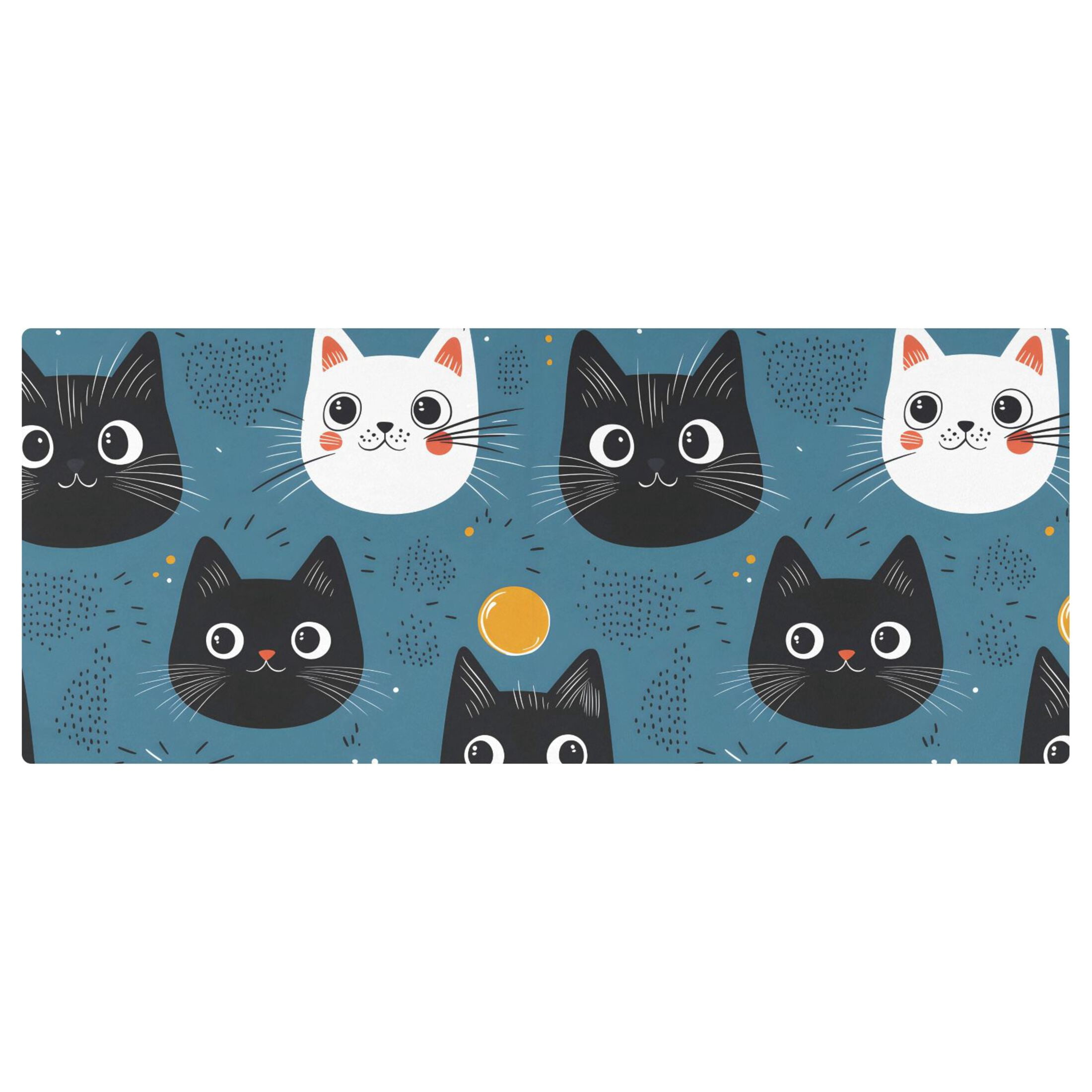 Cat Faces Pattern Stretch Fitted Tablecloth 2.5x6ft Elastic Wrinkle ...