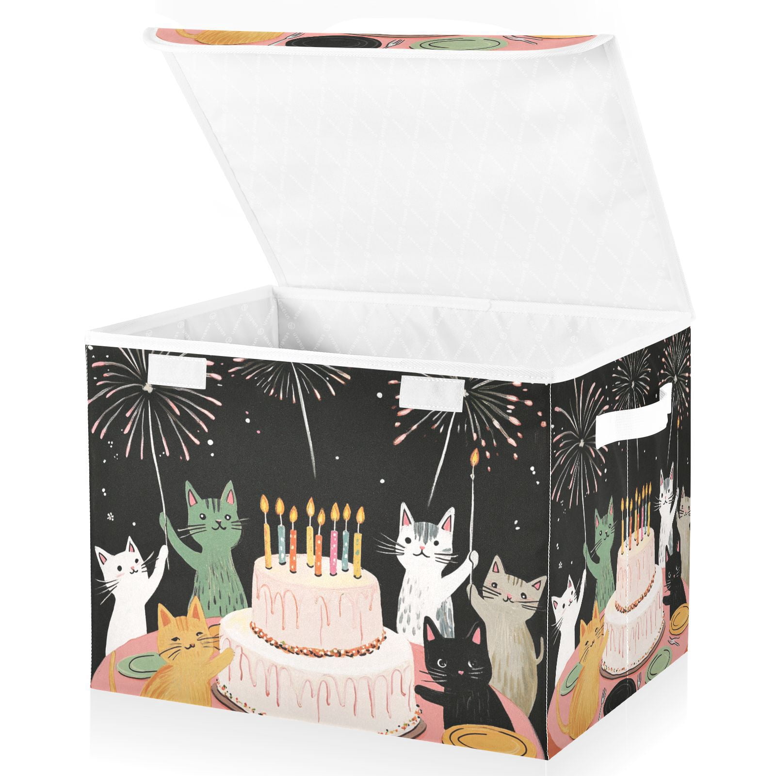 Cat Family and Birthday Cake Storage Basket for Shelves Foldable ...