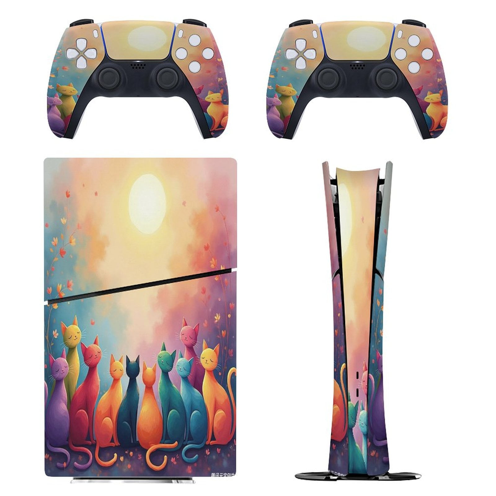 Cat Family in Spring PS5/PS5 Slim Digital Disc Skin Sticker For Console ...