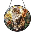 Cat Fantasy Theme Stained Glass Window Hanging, Decorative Feline Glass ...