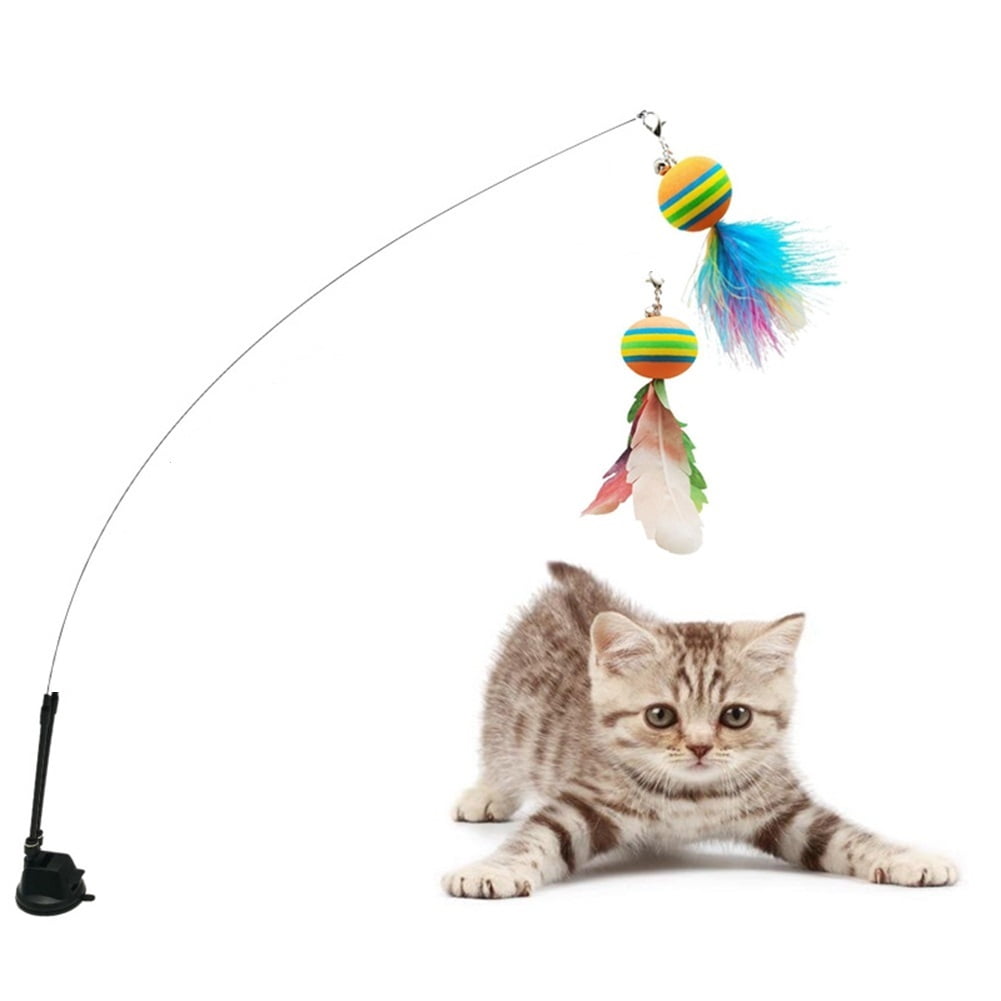 Cat Feather Ball Toys Interactive Cats - 2pcs Natural Feather Teaser ...
