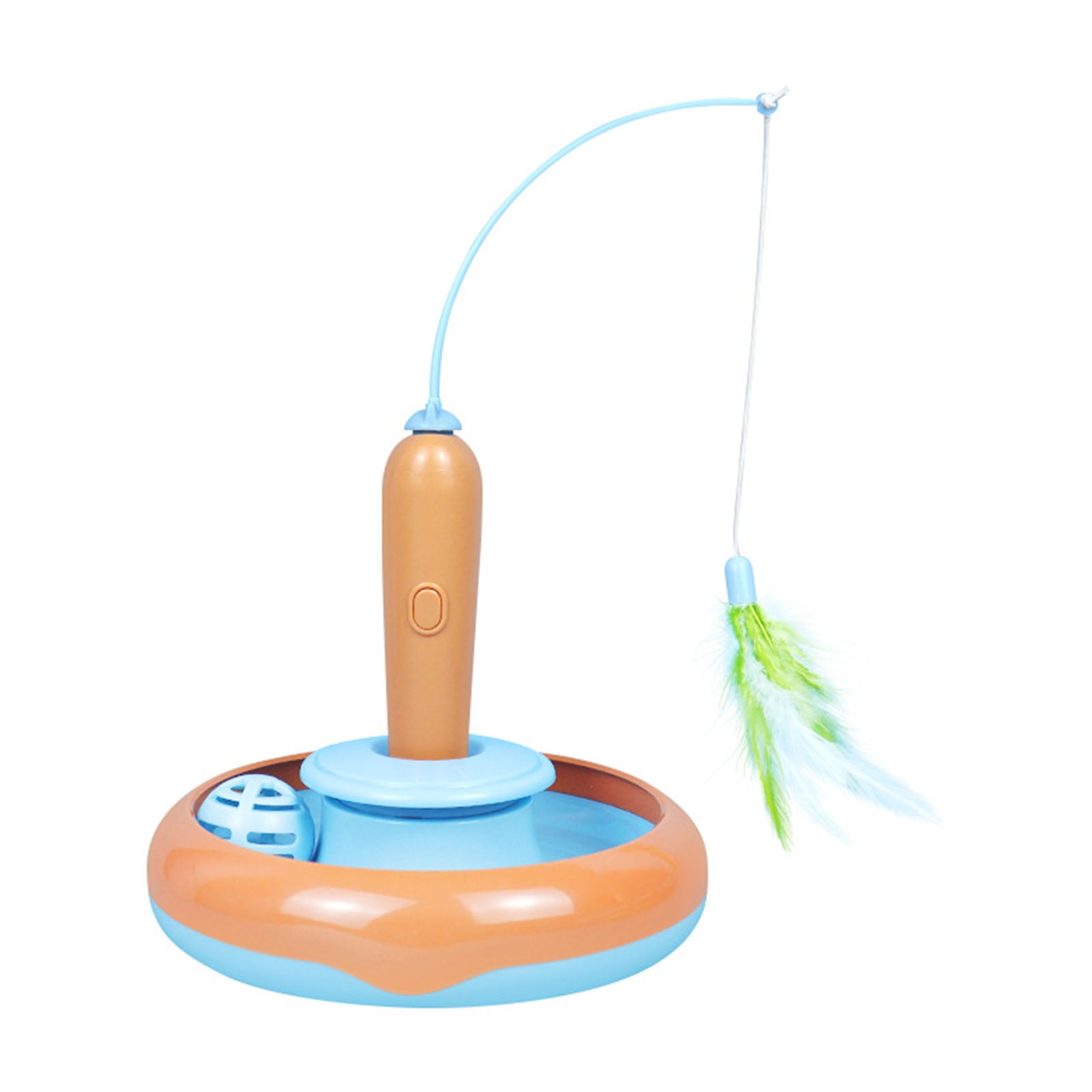 Cat Feather Toy Automatic 360 Degrees Rotating Bell Ball Stable Base ...