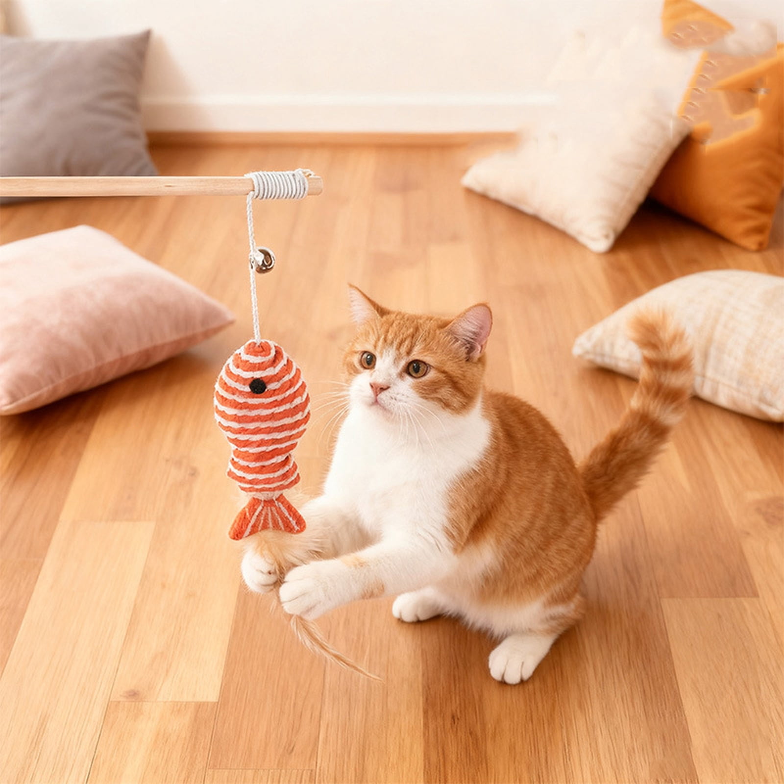 Cat Feather Toy, Feather Cat Toy, 2Mm Elastic Cord, Wooden Cat Teaser ...