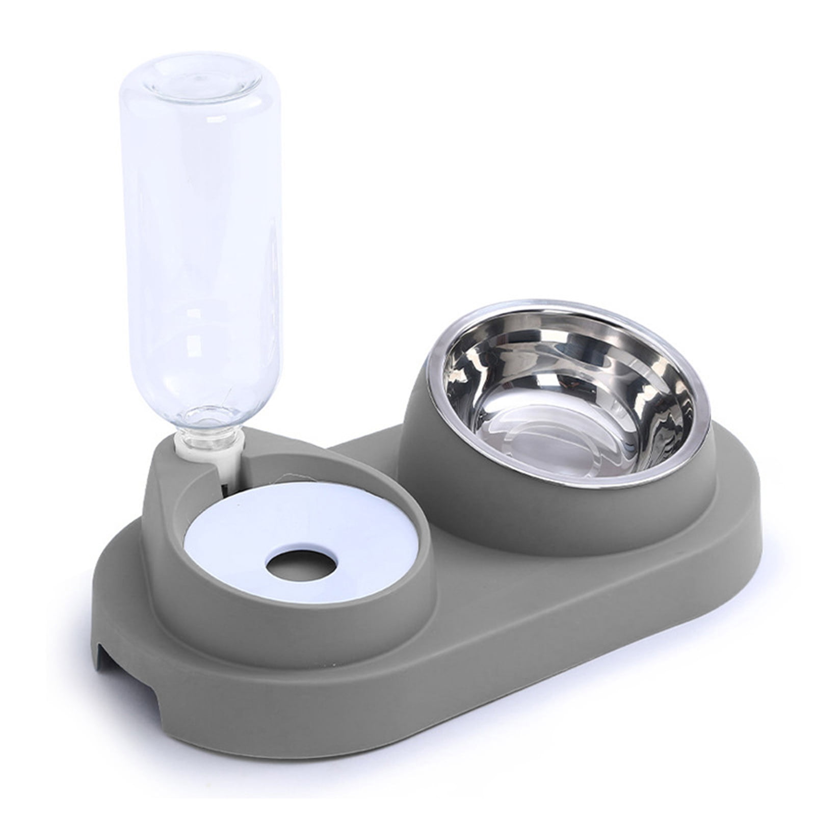 Cat Feeder and Water Dispenser, 2 in 1 Automatic Pet Waterer Detachable ...