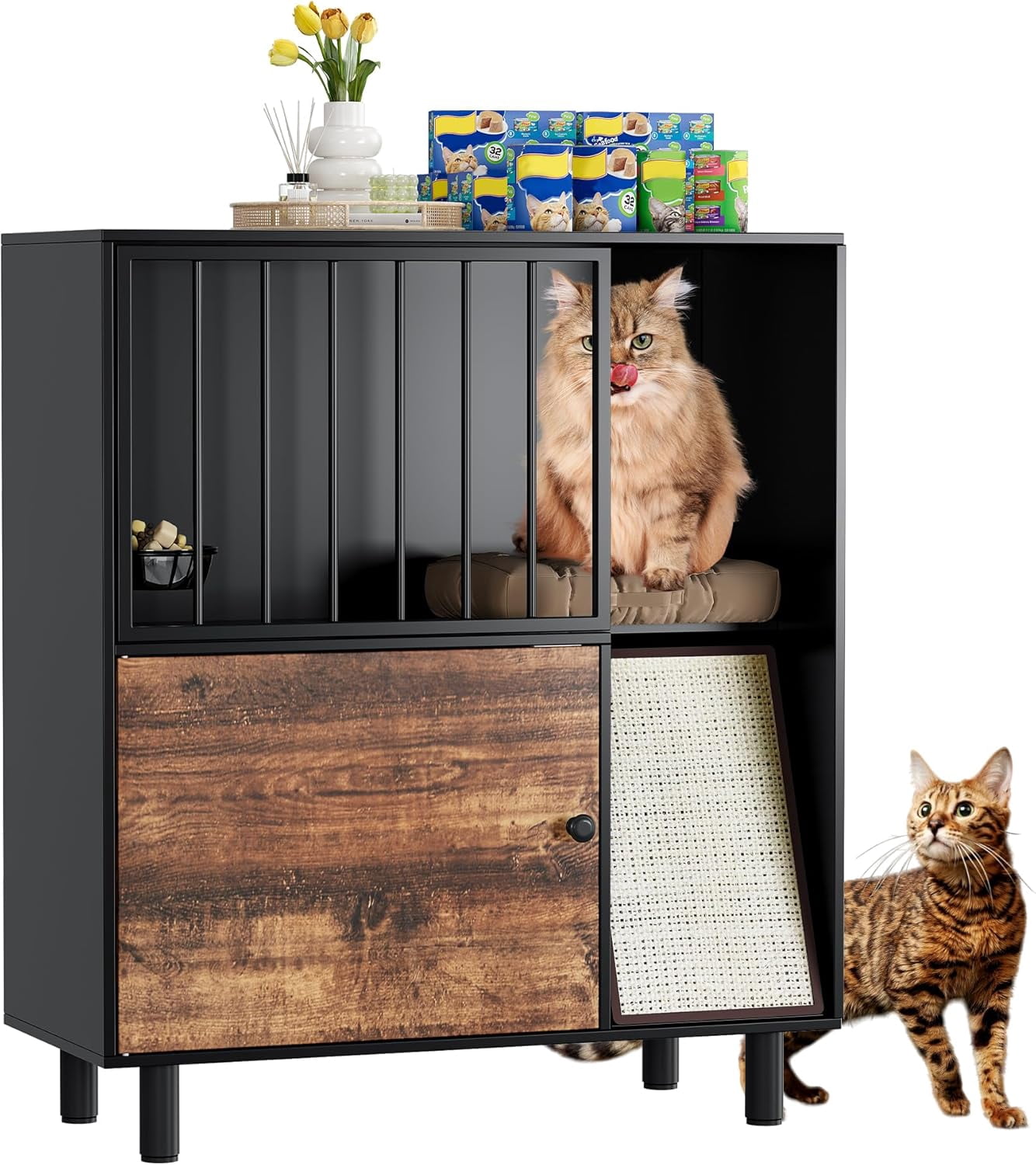 Cat Feeding Station, Dog Proof Cat Feeding Station with Scratching ...