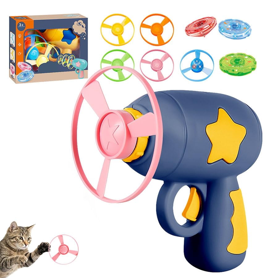 Cat Fetch Toy, 2026 Interactive Light-Up Flying Disc Launcher & Fetch ...