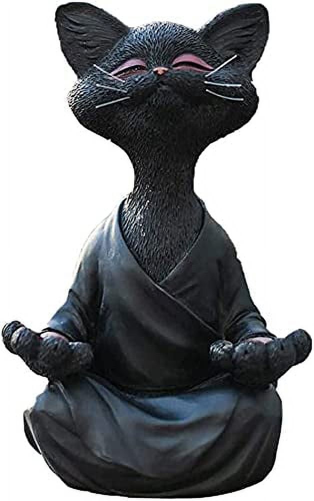 Cat Figurine, Meditation Yoga Happy Cat, Zen Cat Relaxed Pose Sculpture ...