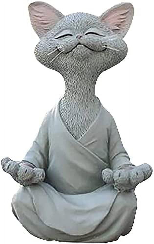 Cat Figurine, Meditation Yoga Happy Cat, Zen Cat Relaxed Pose Sculpture ...