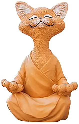 Cat Figurine, Meditation Yoga Happy Cat, Zen Cat Relaxed Pose Sculpture ...