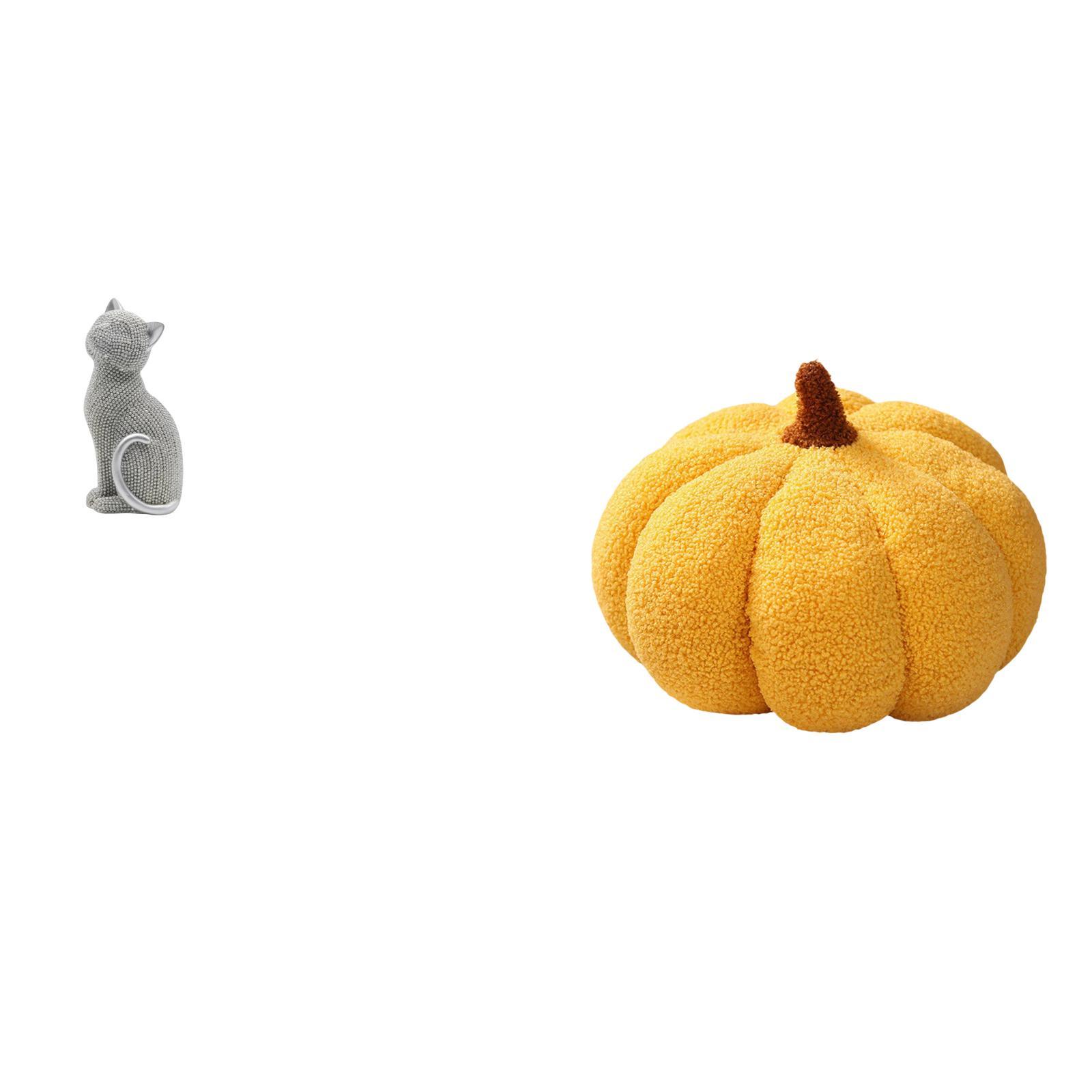 Cat Figurine Pumpkin Plush Statue Resin Material for Living Room Sofa ...