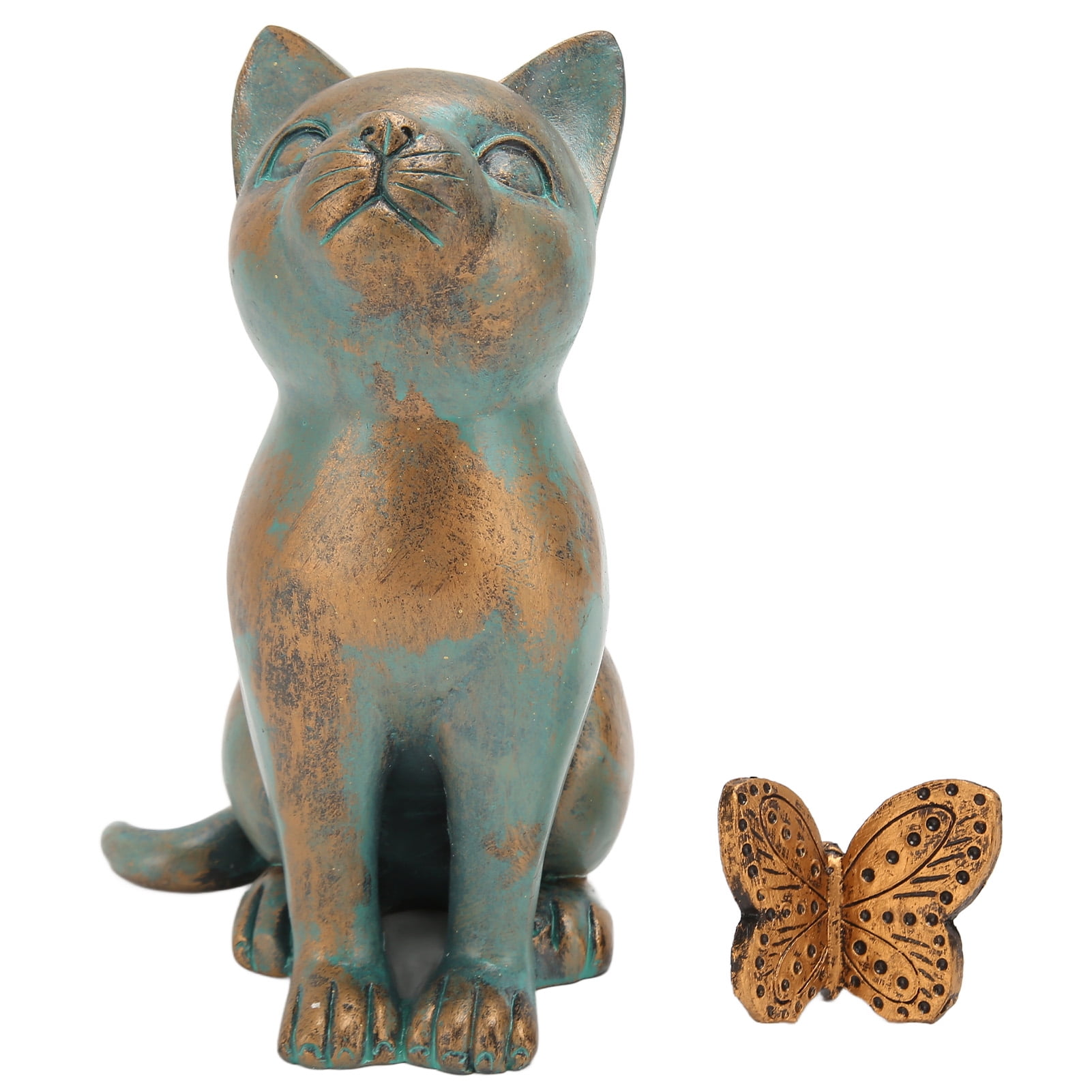 Cat Figurine Retro Style Mottled Texture Durable Resin Sitting Cat ...
