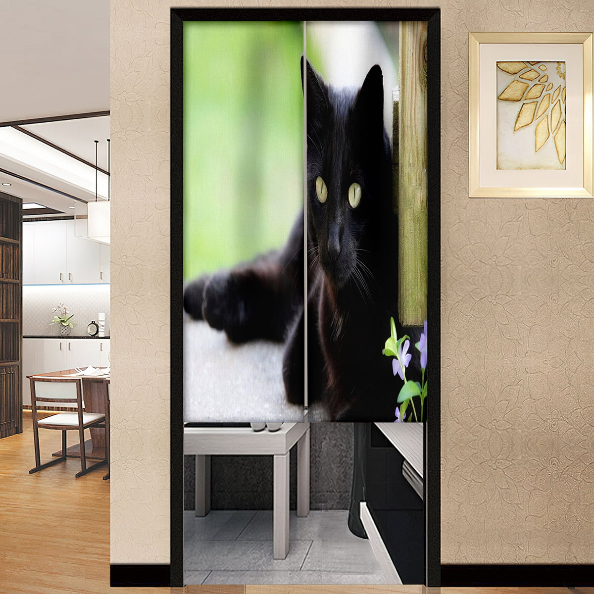Cat Fire Eyes Print Door Curtain Traditional Chinese Panel Japanese ...