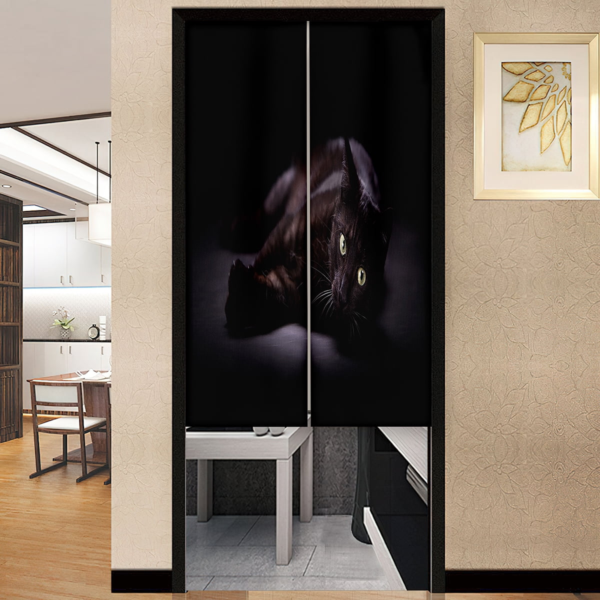 Cat Fire Eyes Print Door Curtain Traditional Chinese Panel Japanese ...