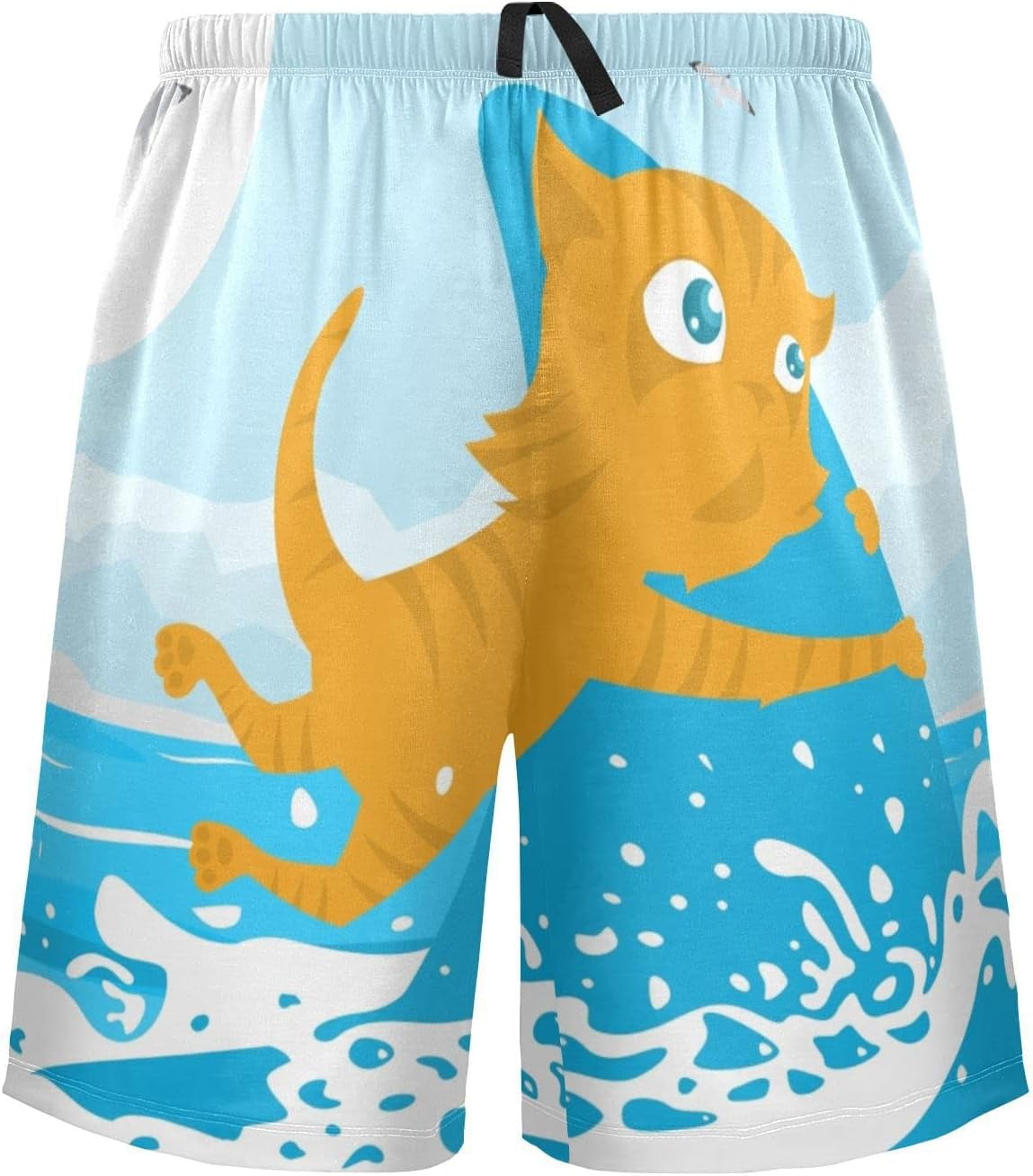 Cat Fisherman Surfing Ocean Wave Sailboat Seagull Blue Sky Mens Pajama ...