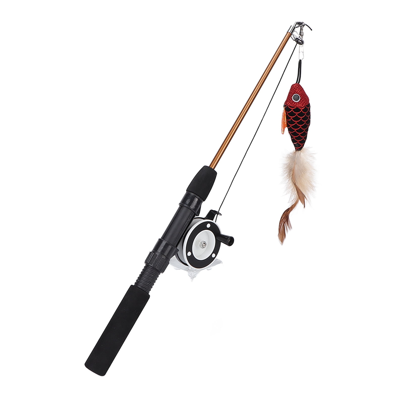 Comfortable Grip Cat Fishing Pole Toy, Teaser Wand Stick with Scroll ...
