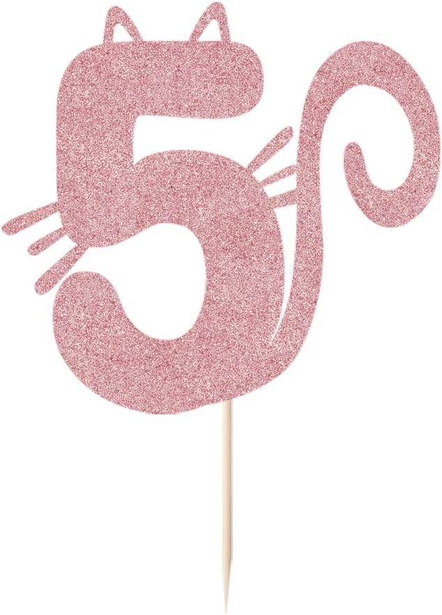 Cat Five Cake Topper, Number 5 Cake Topper For Baby Girl,Kitty Happy ...