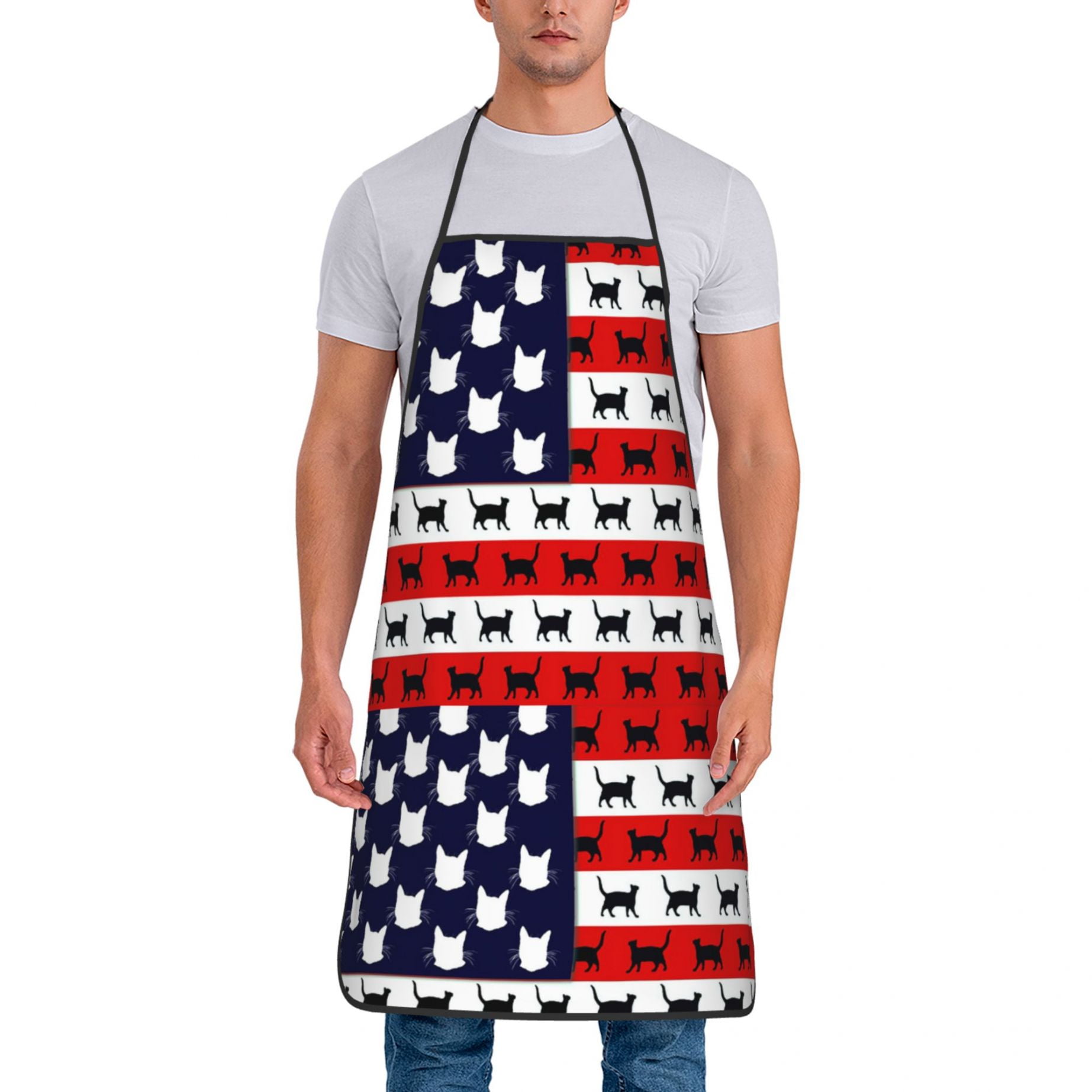 Cat Flag America Aprons for Women Men Waterproof Apron Kitchen Chef ...