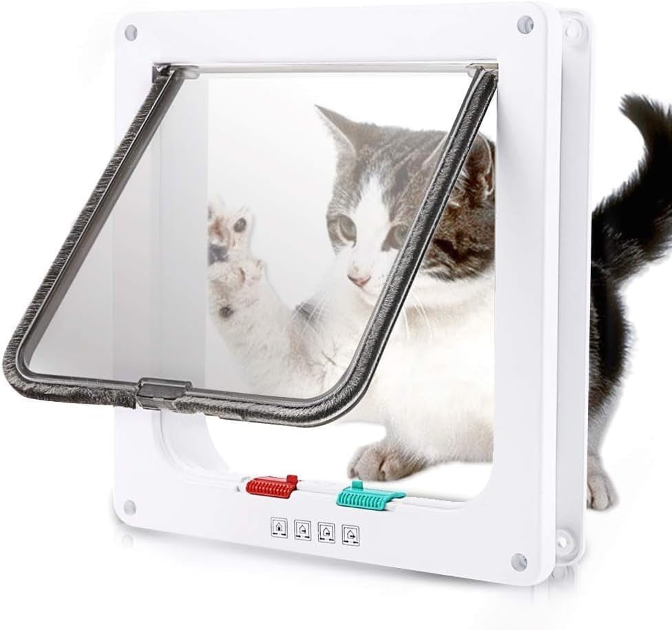 Cat Flap Door Magnetic Pet Door with 4 Way Lock, Easy Installation ...