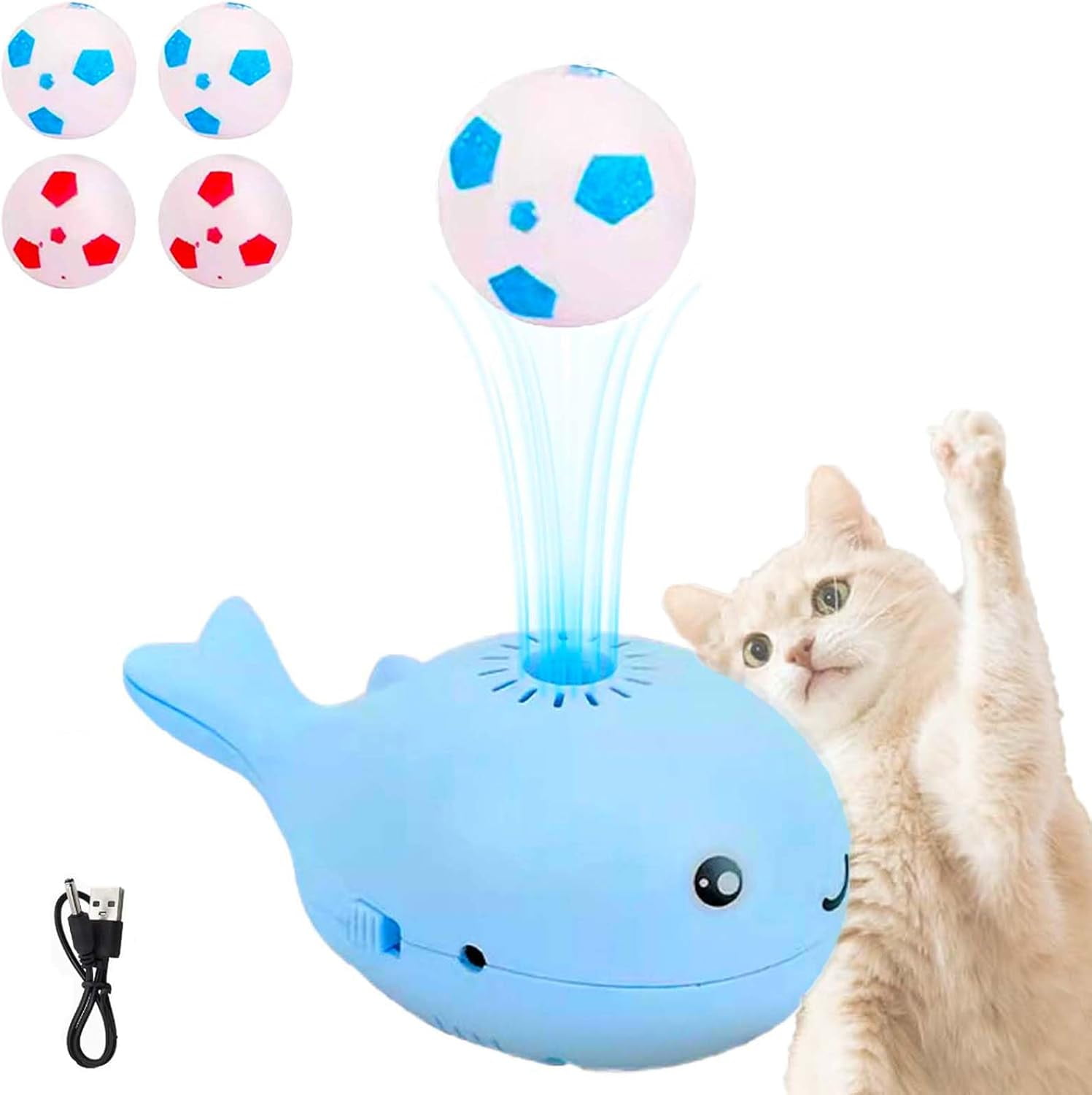 Cat Floating Ball Toy - Whale - Shaped Electric Moving Soccer for Cats ...