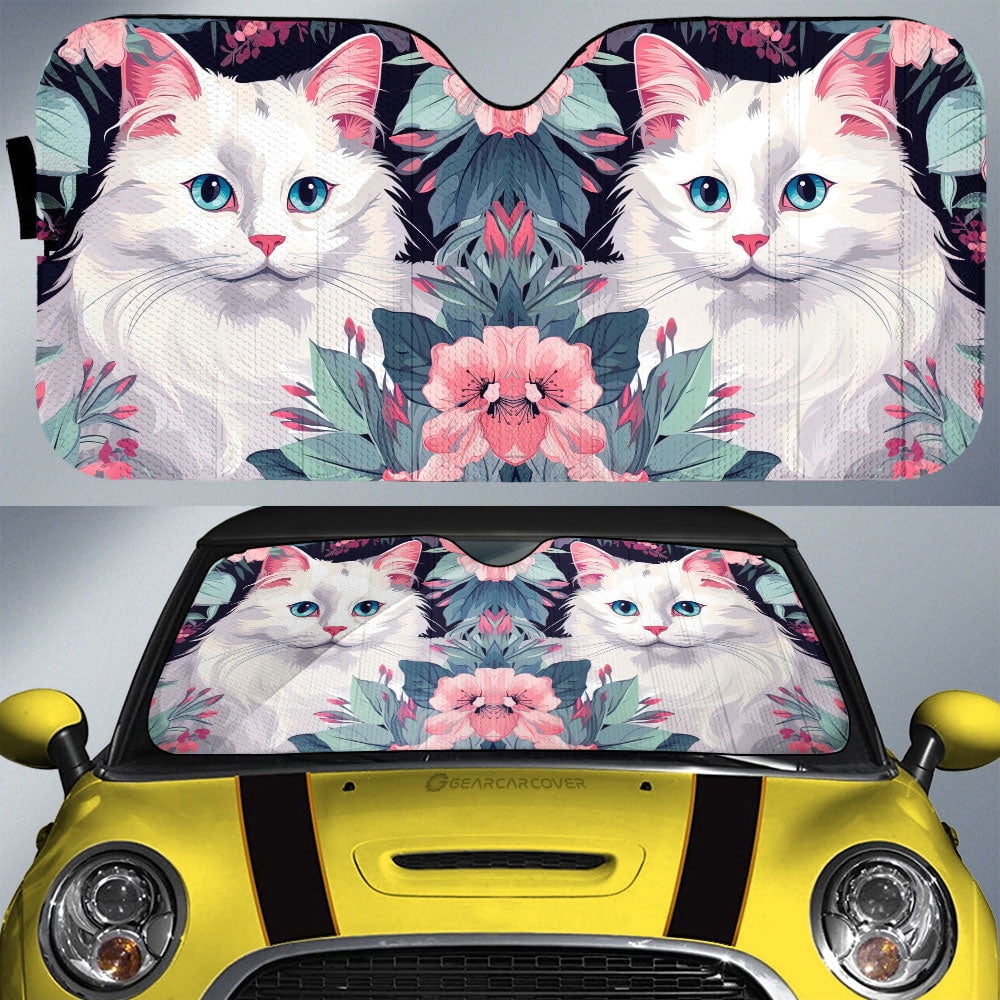 Cat Floral Car Sunshade Custom Car Accessories, Car Windshield, Auto ...