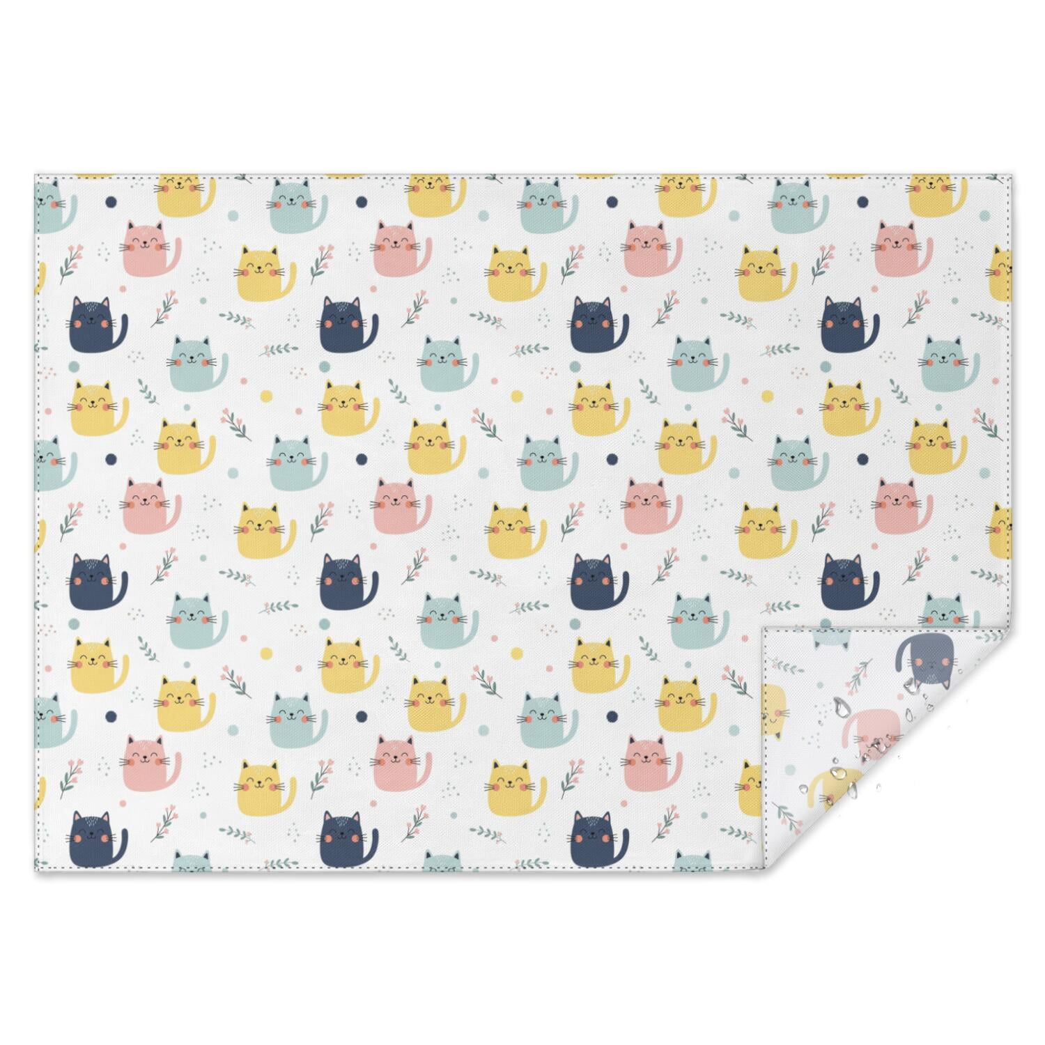 Cat Floral Colorful White Pattern Rectangular Tablecloth 60x84 Inch ...