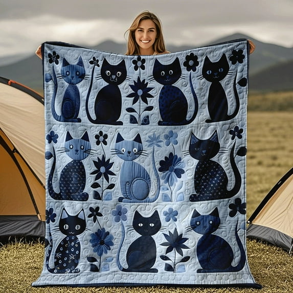 Cat Flower Pattern, Flannel Blanket: The Perfect All-Season Throw for ...