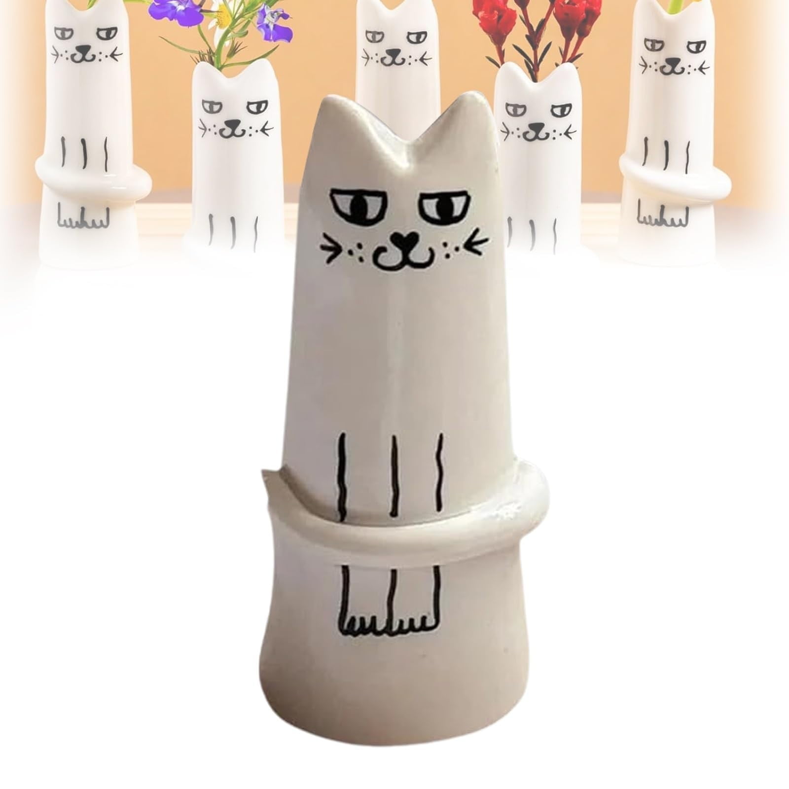 Cat Flower Vase Bud Ceramic Mini Handmade Tiny Vases for Home Decor ...