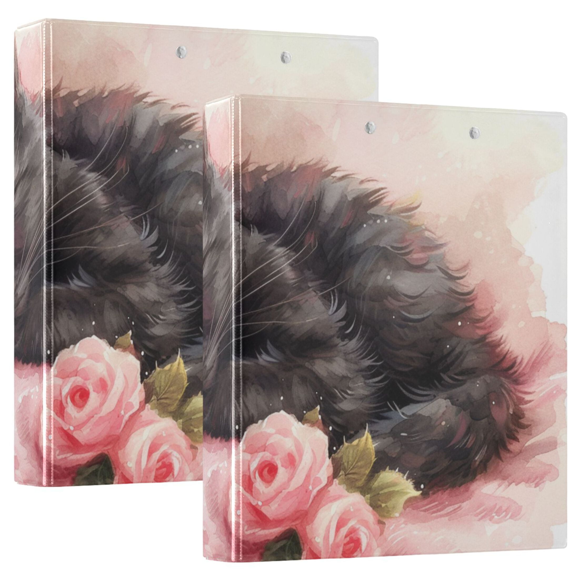 Cat Flowers 3 Ring Binders 1.5 inch Hardcover File Folders with ...