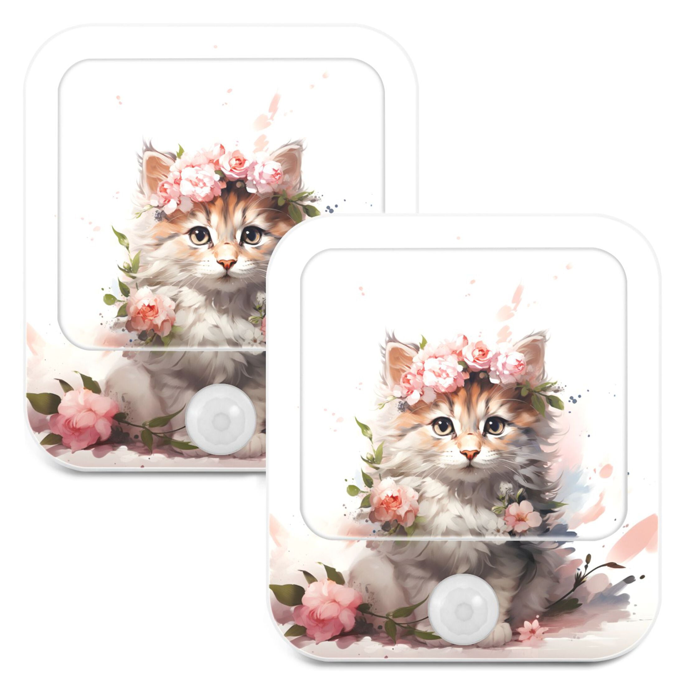 Cat Flowers Floral Night Lights Plug into Wall LED with Auto Light ...