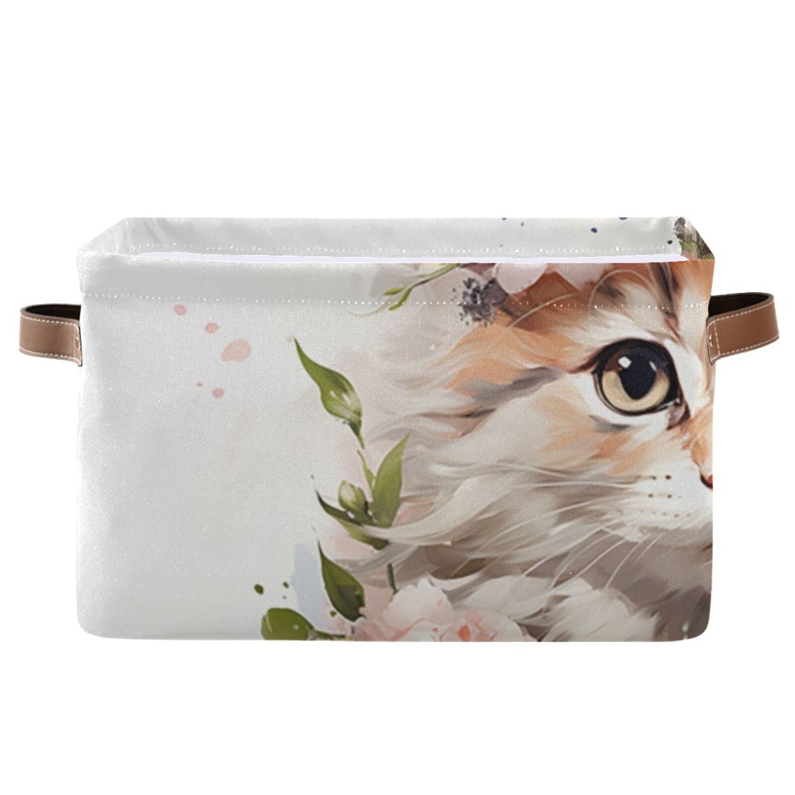 Cat Flowers Floral Storage Bins Baskets With Handles Storage Box ...